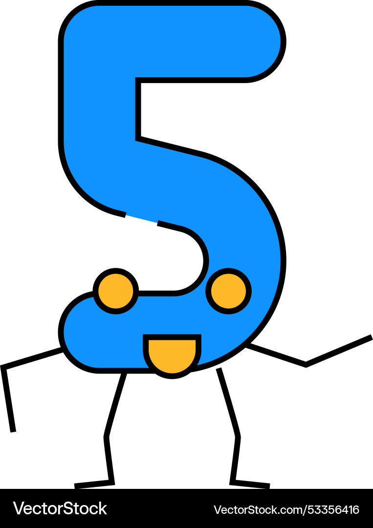 Five number character icon color Royalty Free Vector Image