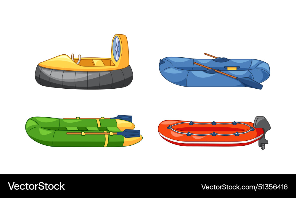 Four inflatable boats for different outdoor water Vector Image