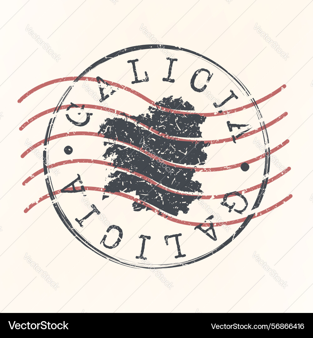 Galicia spain stamp map postal silhouette Vector Image