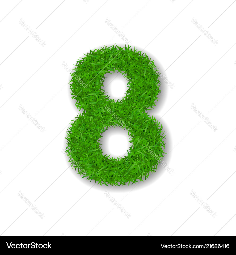 Grass number eight green 3d 8 isolated Royalty Free Vector
