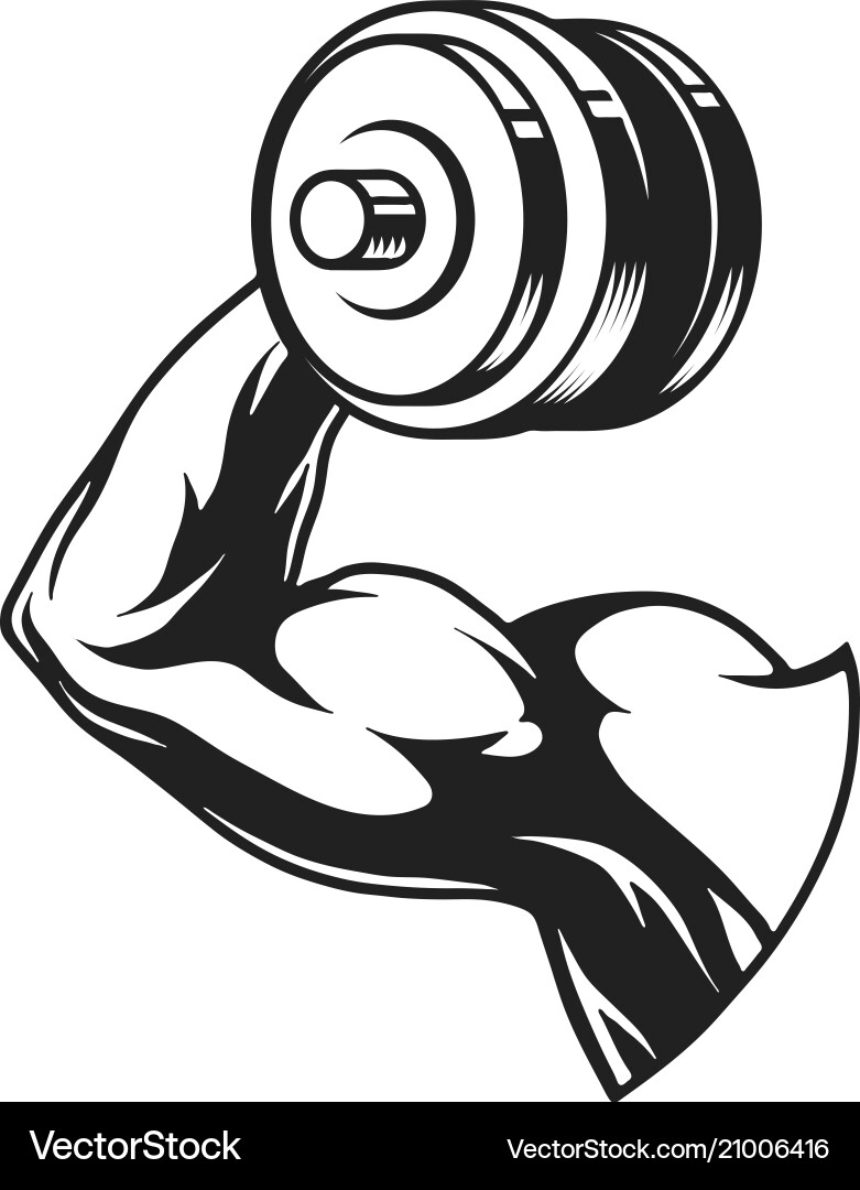Monochrome bodybuilder biceps concept Royalty Free Vector