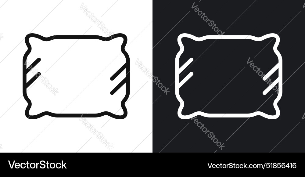 Pillow icon set in black and white outlines Vector Image