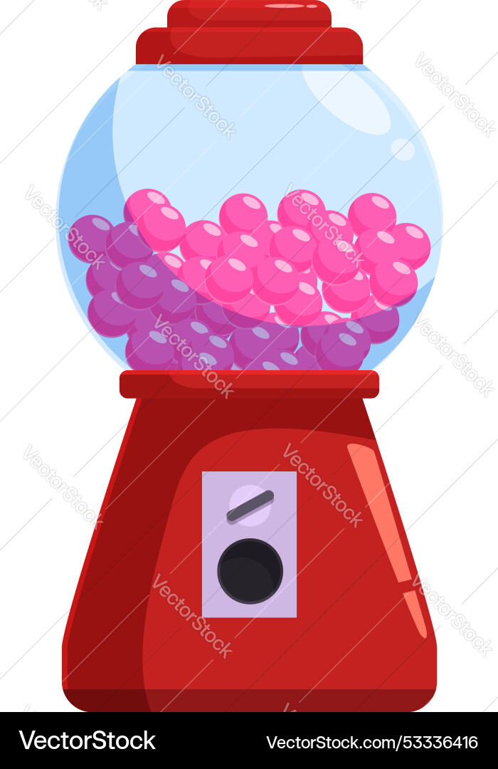Red gumball machine dispensing chewing gum balls Vector Image