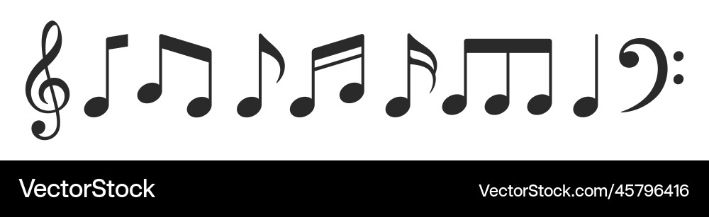 Set of music notes icon images Royalty Free Vector Image