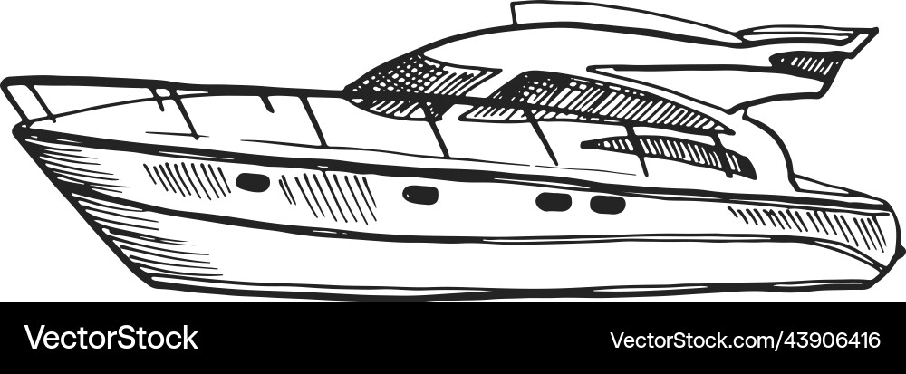 Speed Boat Sketch - Marine Icon Royalty Free Vector Image