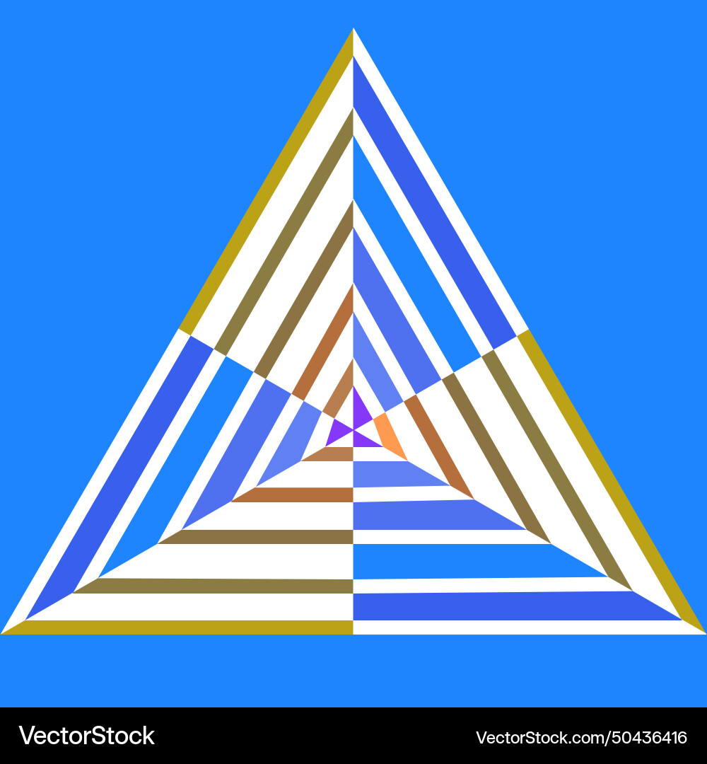 Triangle made of colorful lines on blue Royalty Free Vector