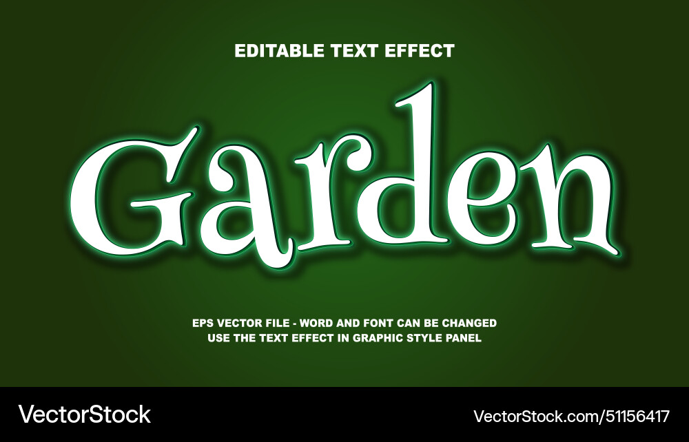 3D Garden Text Effect Template Royalty Free Vector Image