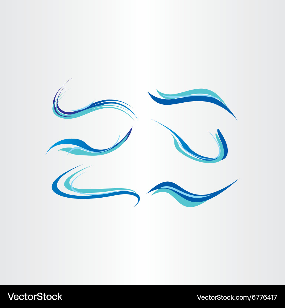 Blue Water Wave Brush Strokes Royalty Free Vector Image
