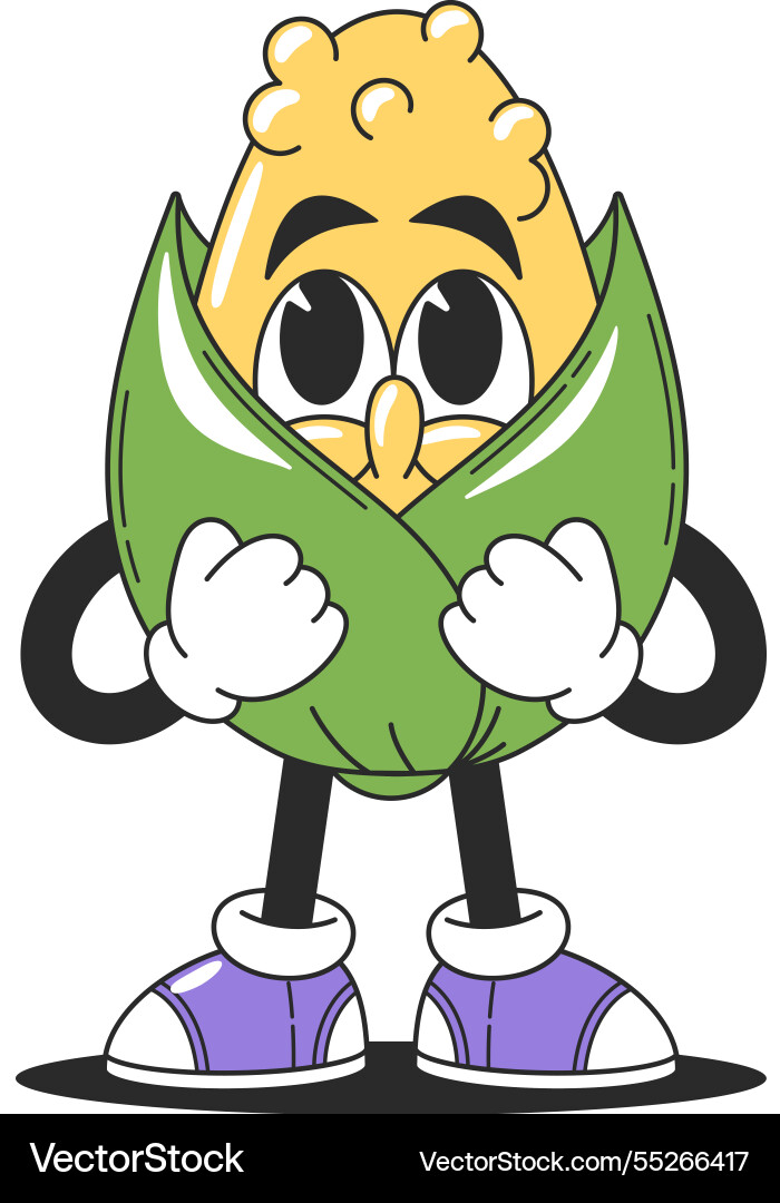 Cute sweetcorn cob kawaii character Royalty Free Vector