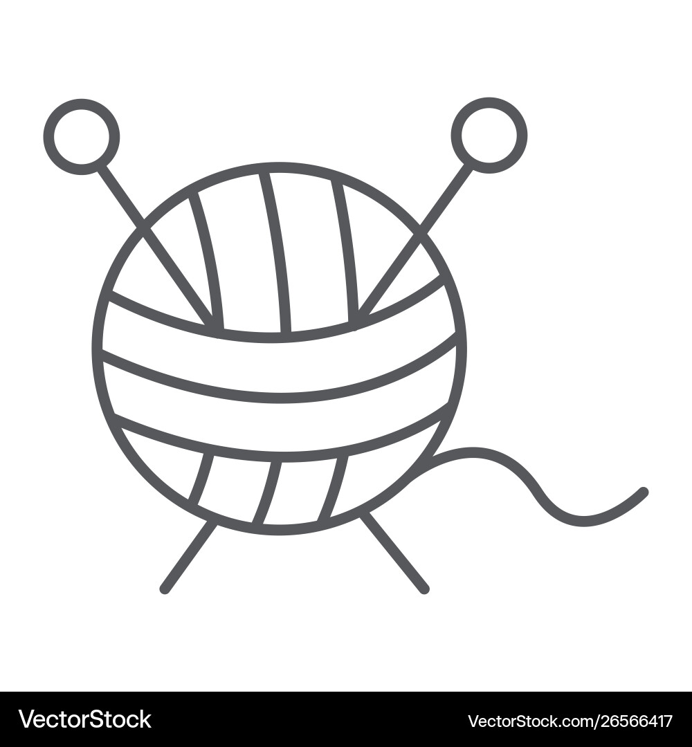 Knitting thin line icon clew and sewing yarn Vector Image
