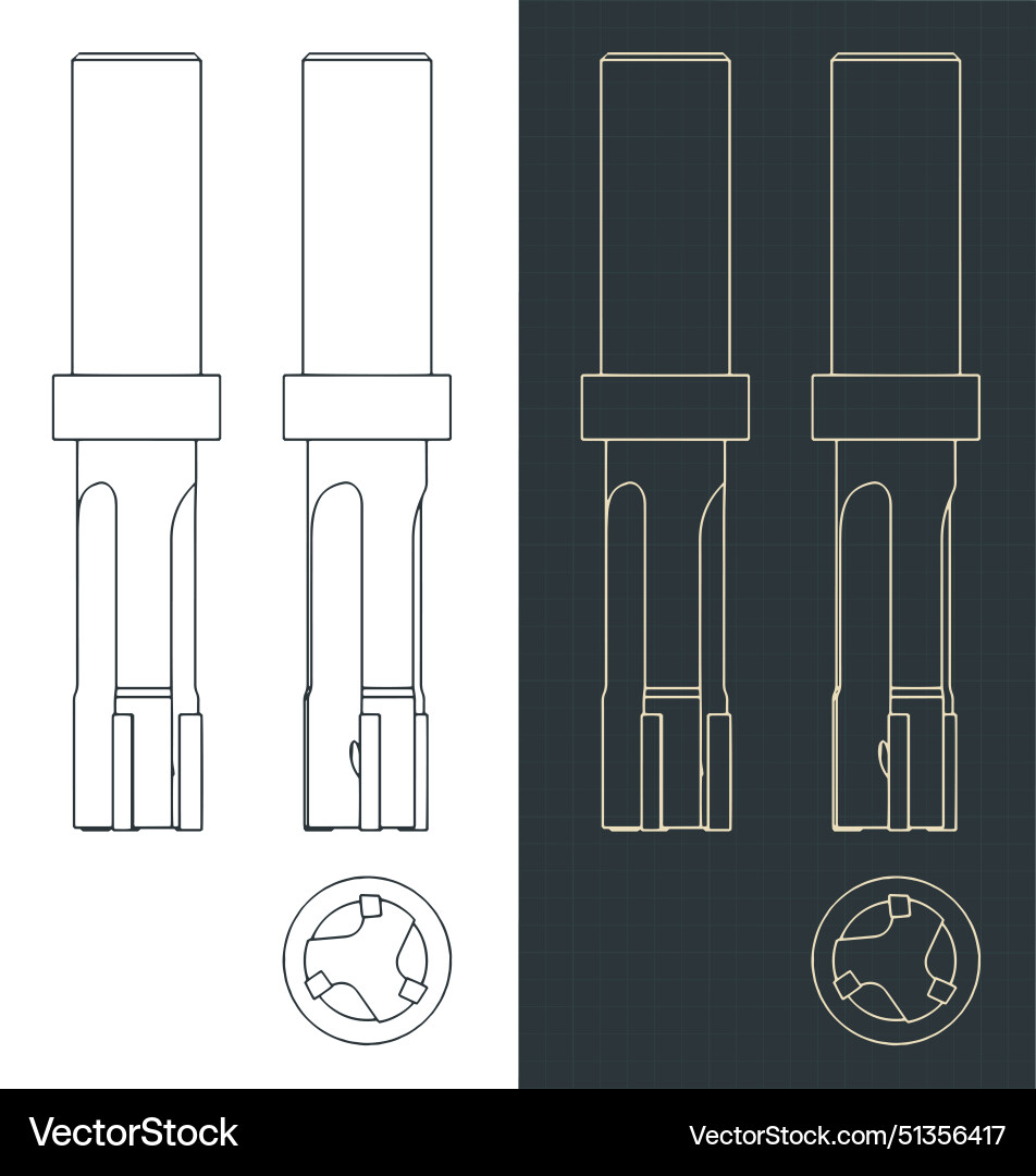 Metal reamer blueprints Royalty Free Vector Image