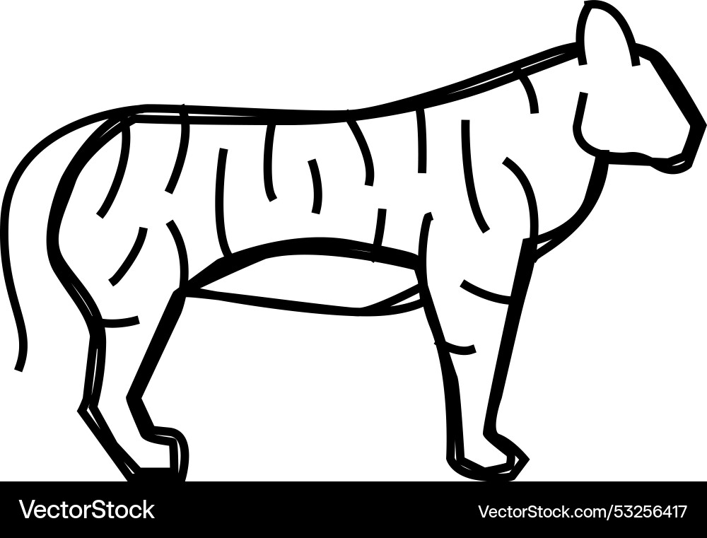 Tiger animal line icon Royalty Free Vector Image