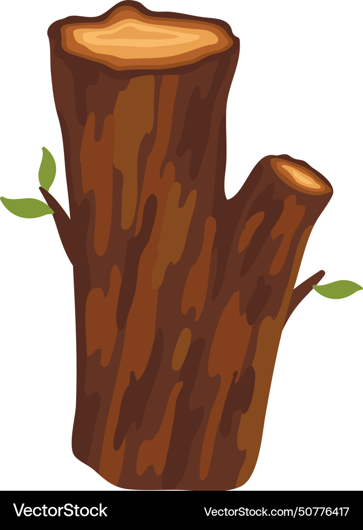 Tree trunk cartoon icon wooden timber log Vector Image