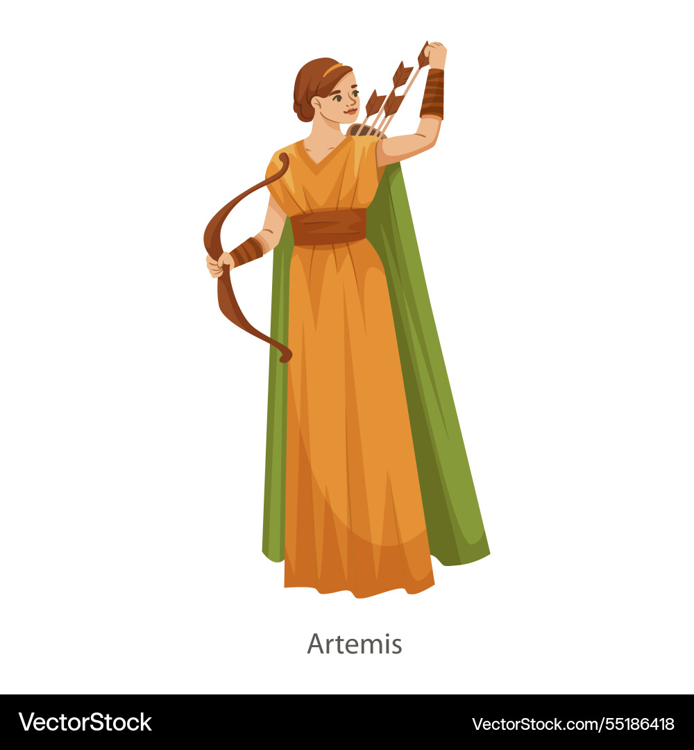 Ancient greek goddess artemis holding bow Vector Image