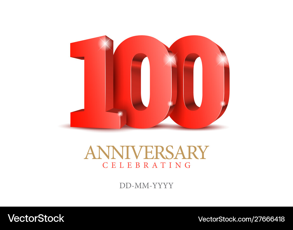 Anniversary 100 red 3d numbers Royalty Free Vector Image