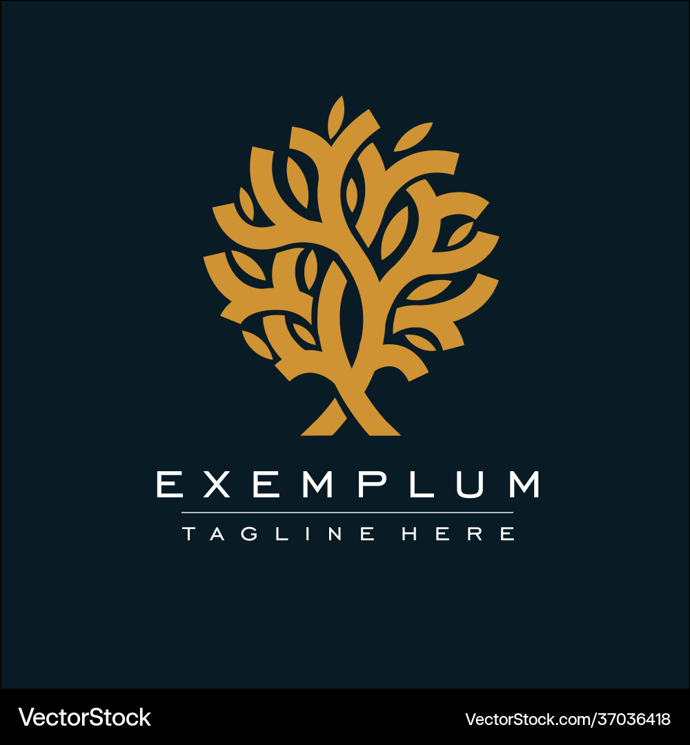 Golden tree icon nature trees Royalty Free Vector Image