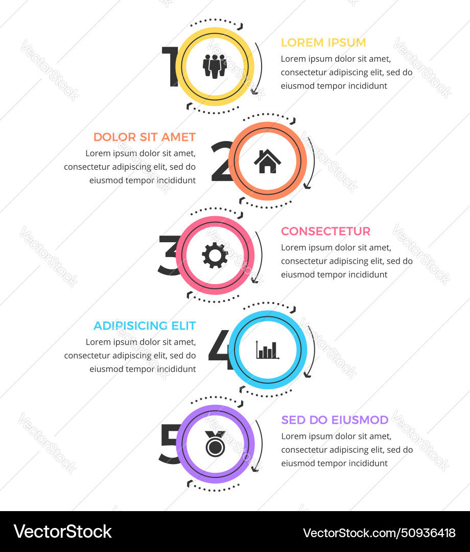 Infographic template with 5 elements Royalty Free Vector