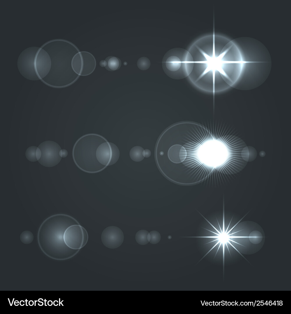 Lens flare set sun with transparent background Vector Image