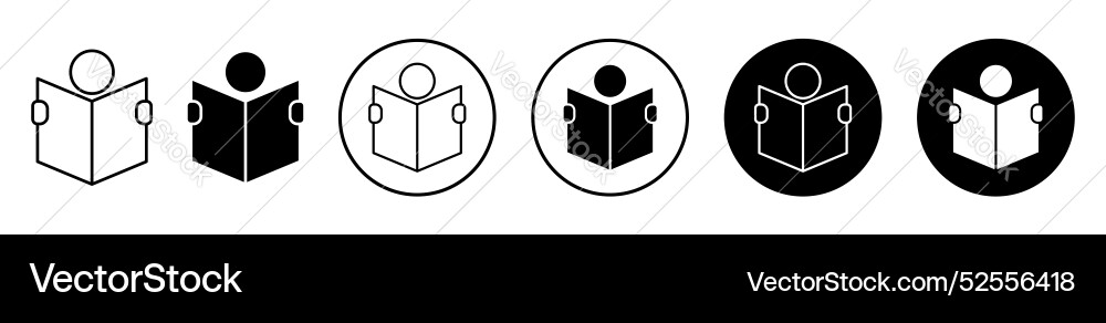 Reading icon set on white background Royalty Free Vector