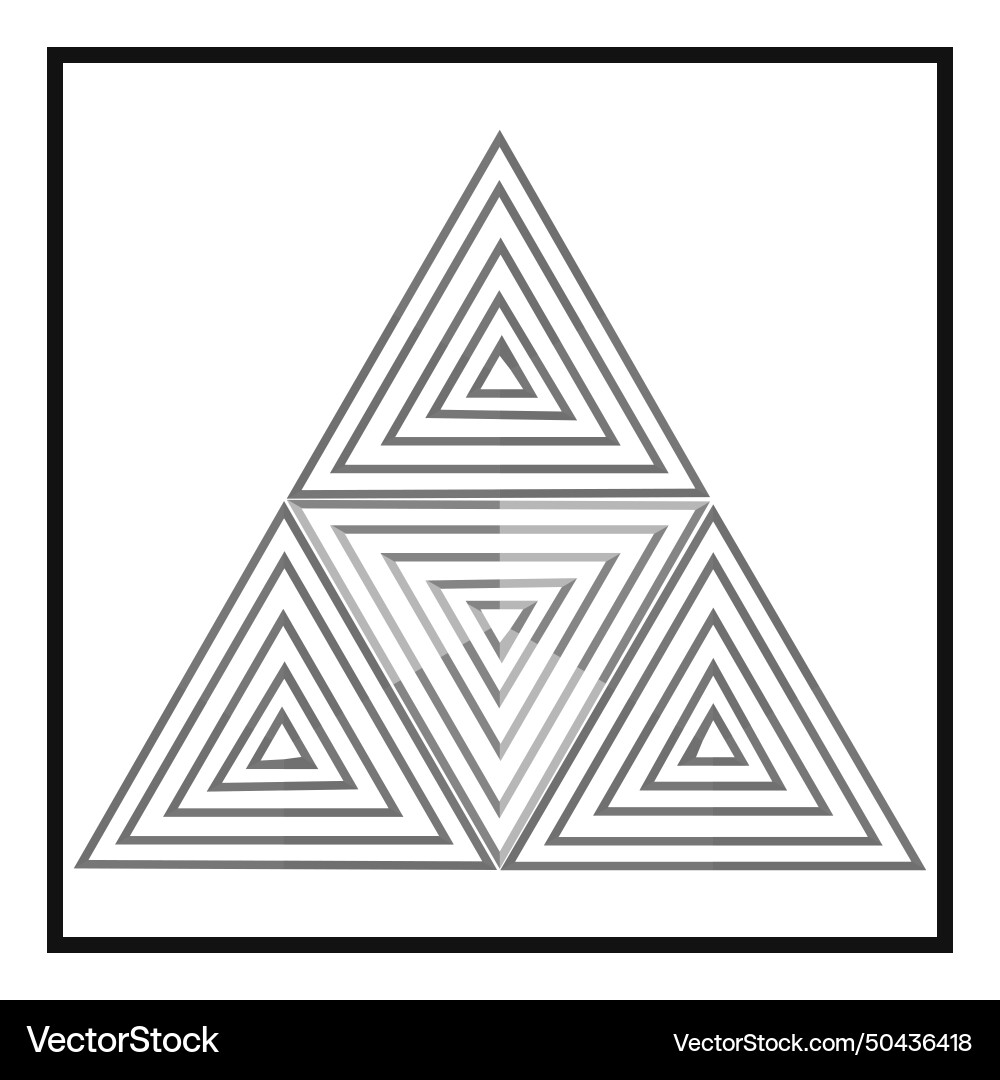 Triangle made of gray lines on square Royalty Free Vector