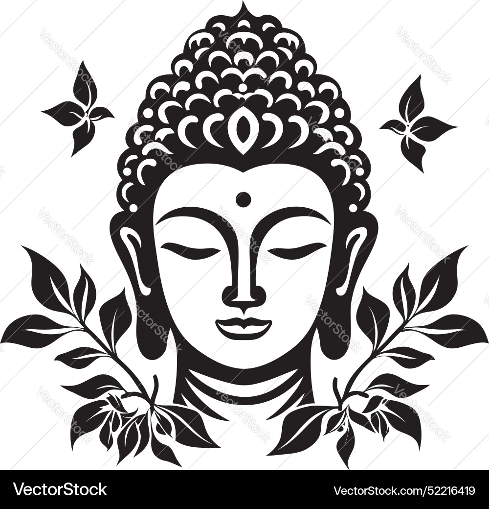 Enlightened serenity lord buddha black emblem Vector Image