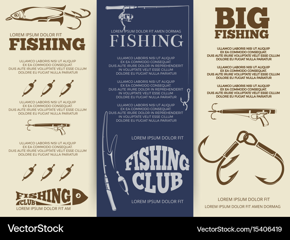 Fishing brochure or banners Royalty Free Vector Image
