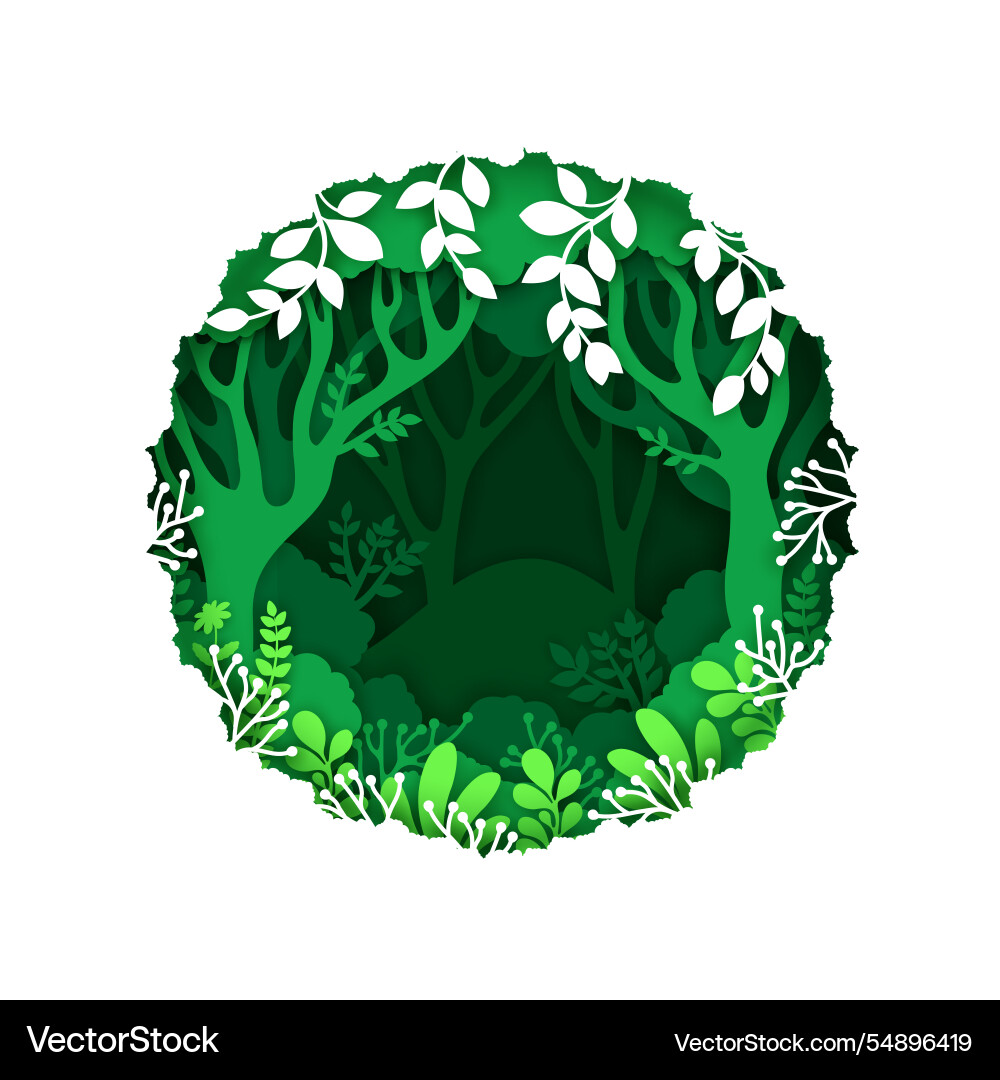 Paper Cut Forest Frame Royalty Free Vector Image