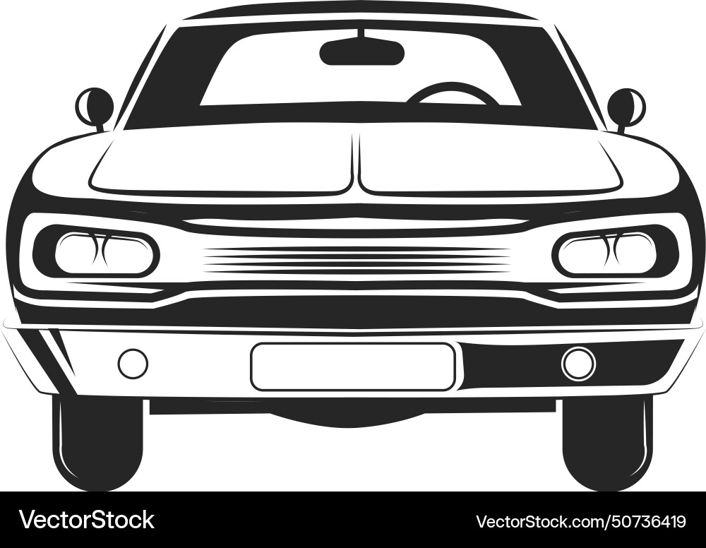 Retro car front view black vehicle drawing Vector Image