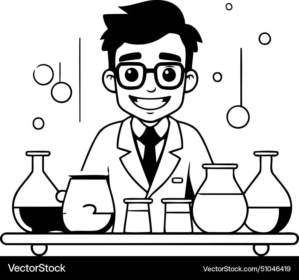 Scientist man working in laboratory cartoon Vector Image