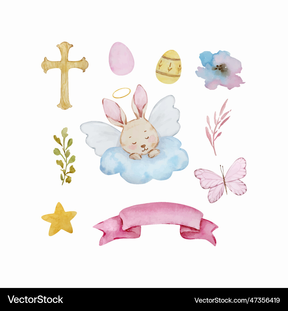 Watercolor Easter Angels Set Royalty Free Vector Image