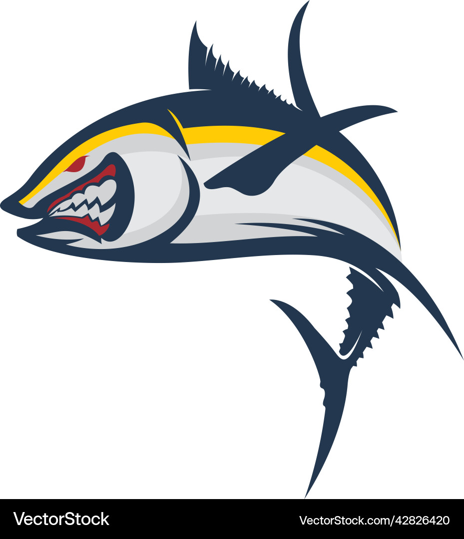 Angry tuna fishing template Royalty Free Vector Image