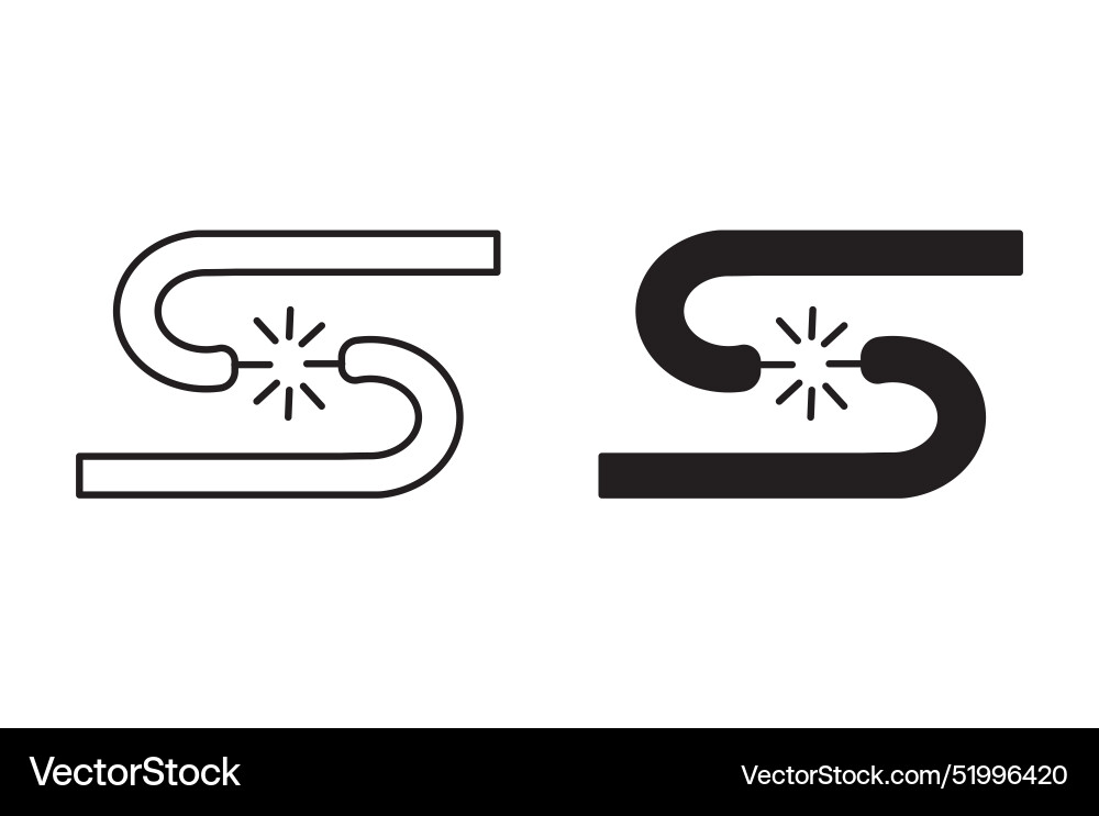 Broken wire flat editable icon mark set Royalty Free Vector