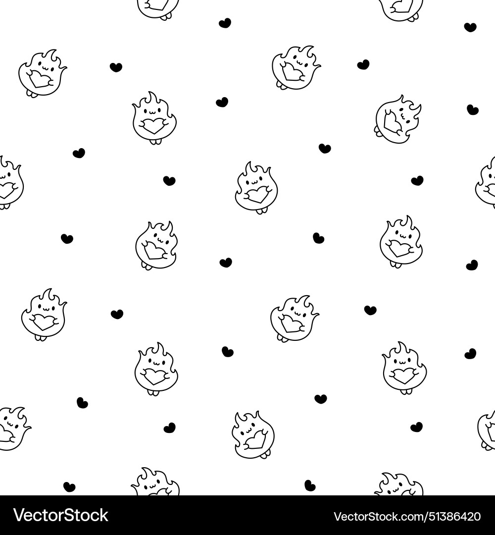 Cute kawaii fire character seamless pattern Vector Image