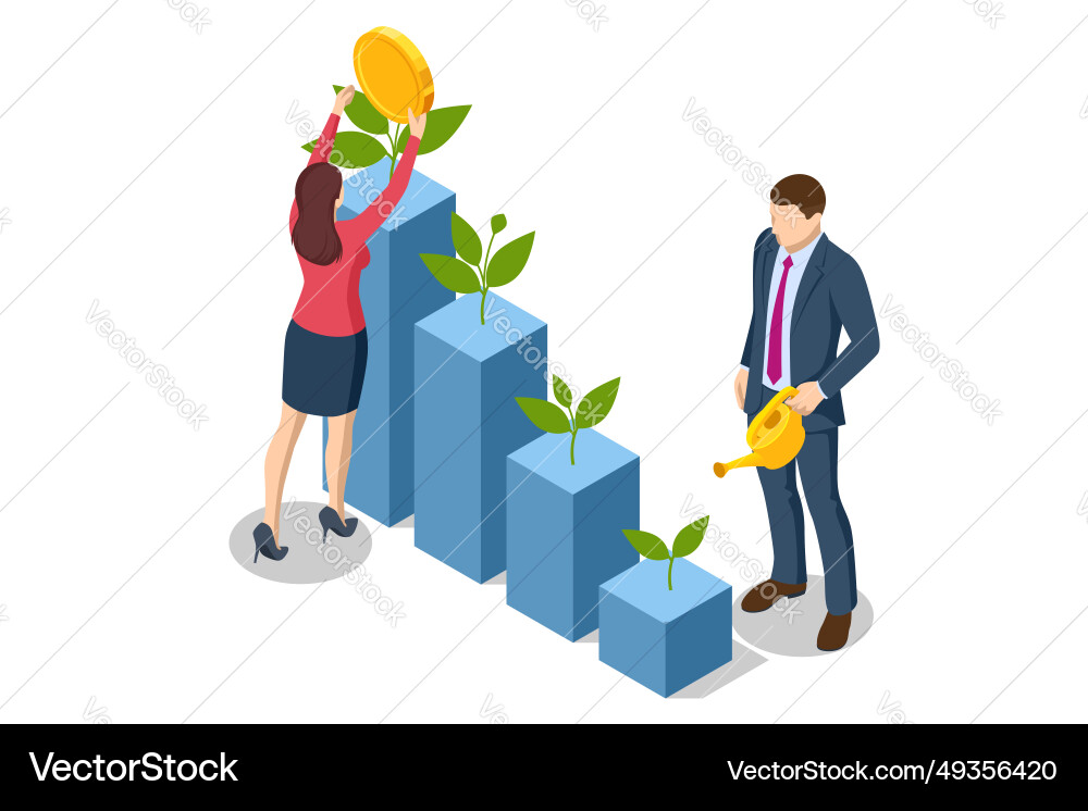 Isometric investment strategy portfolio Royalty Free Vector