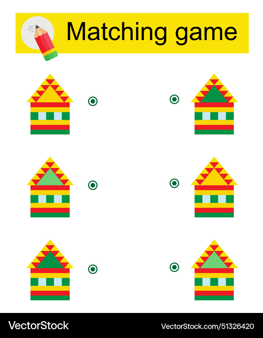 Matching House Game for Kids Royalty Free Vector Image