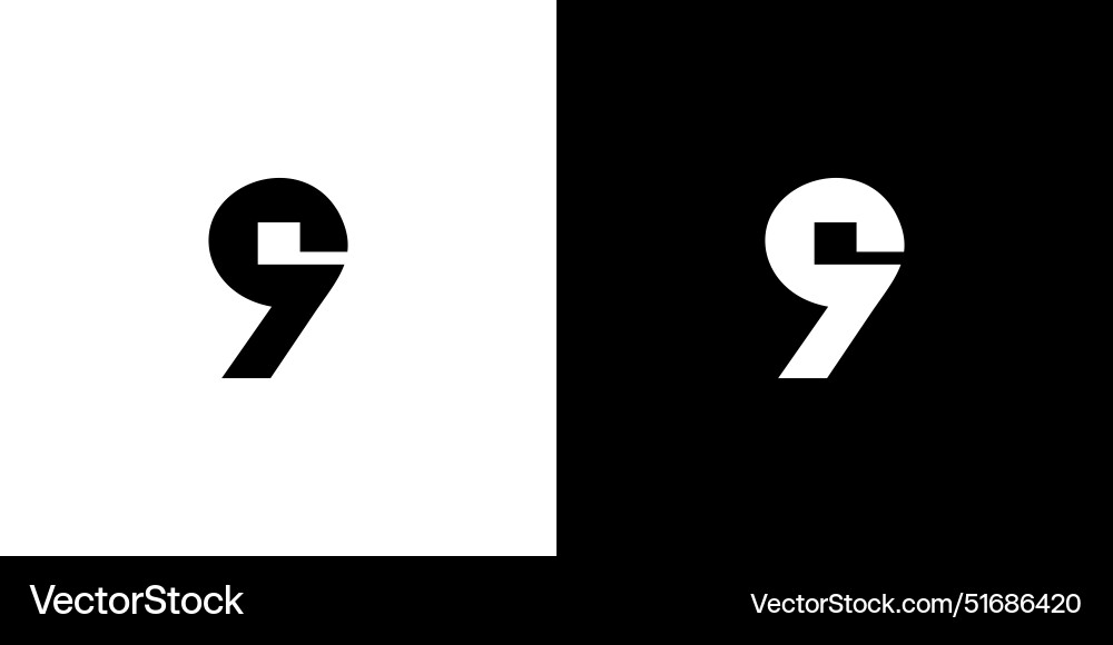 Modern and unique number 9 logo design Royalty Free Vector