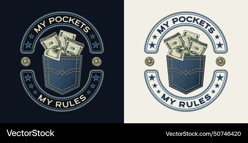 Oval label with denim back pocket 100 usd notes Vector Image