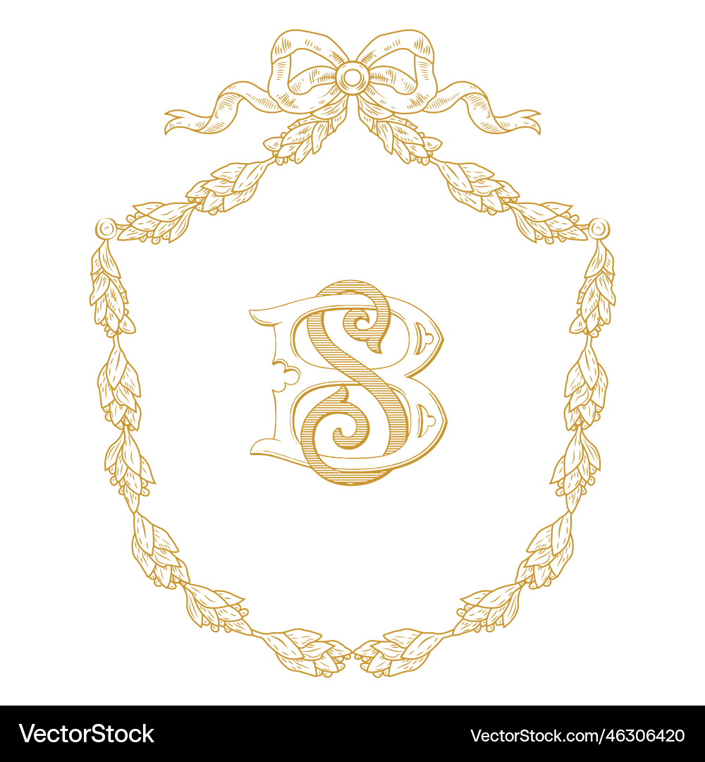 Vintage wedding crest Royalty Free Vector Image