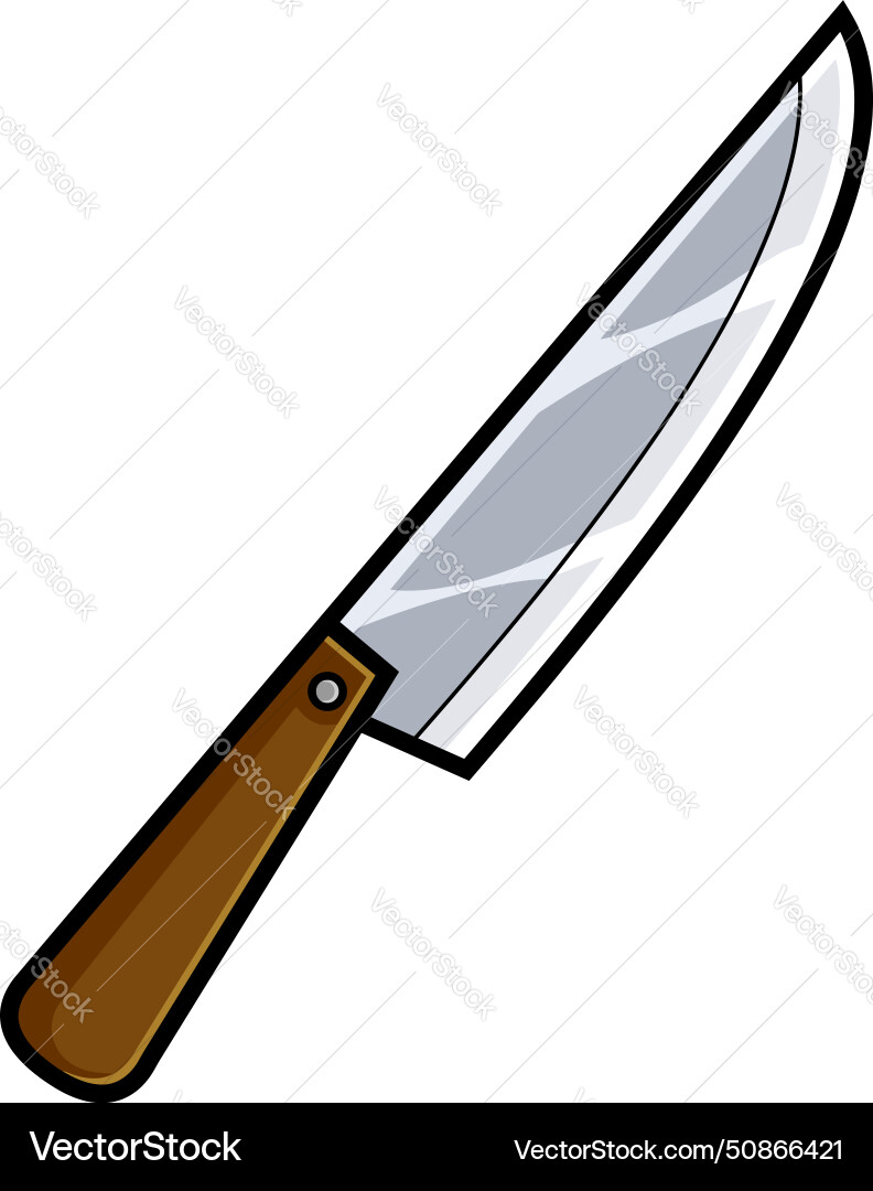 Cartoon wooden handle kitchen knife Royalty Free Vector