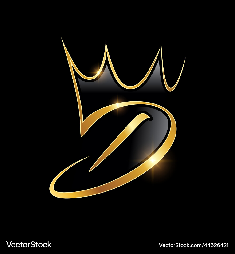 Gold monogram crown logo initial letter d Vector Image