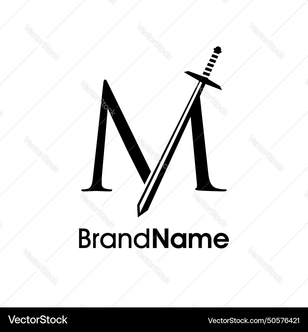Luxury initial m sword logo Royalty Free Vector Image