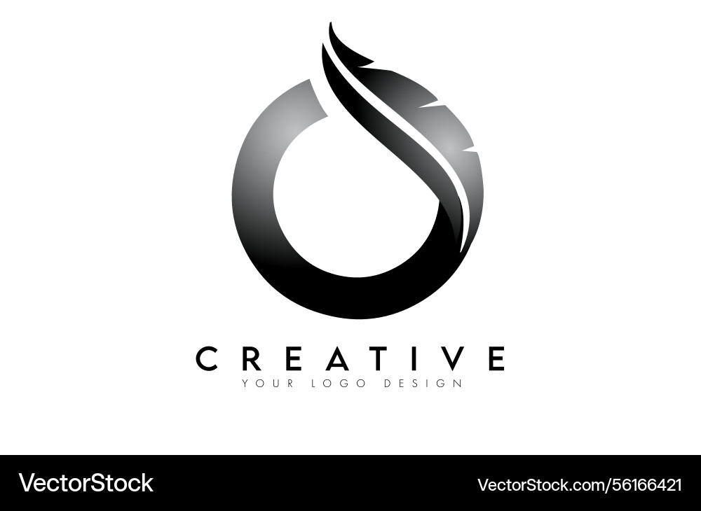 O feather letter logo creative icon Royalty Free Vector