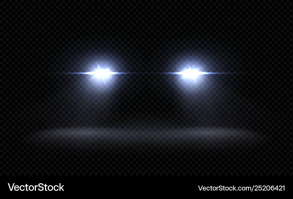 Realistic car headlights train front light beams Vector Image
