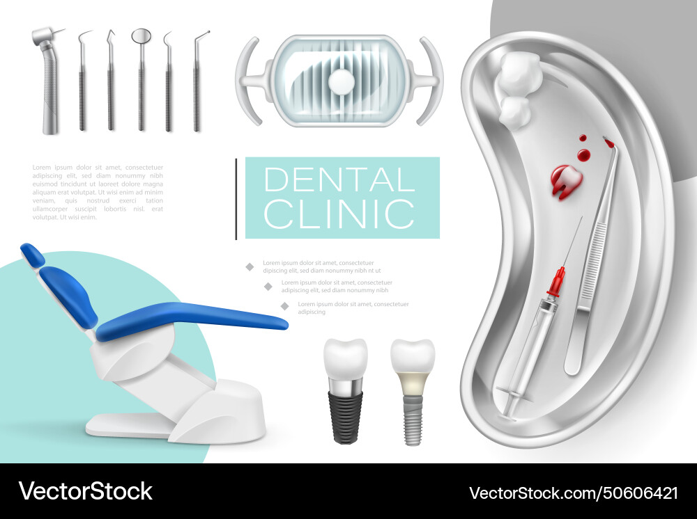 Realistic dentistry elements collection Royalty Free Vector