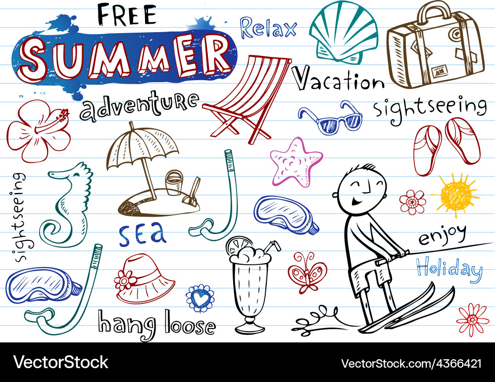Summer Doodle Collection Royalty Free Vector Image