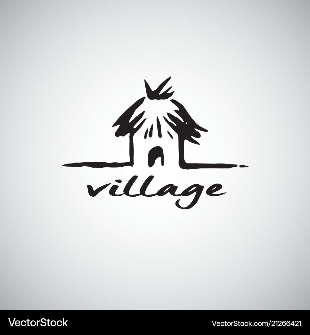Tropical Hut Logo Template - Hand Drawn Royalty Free Vector