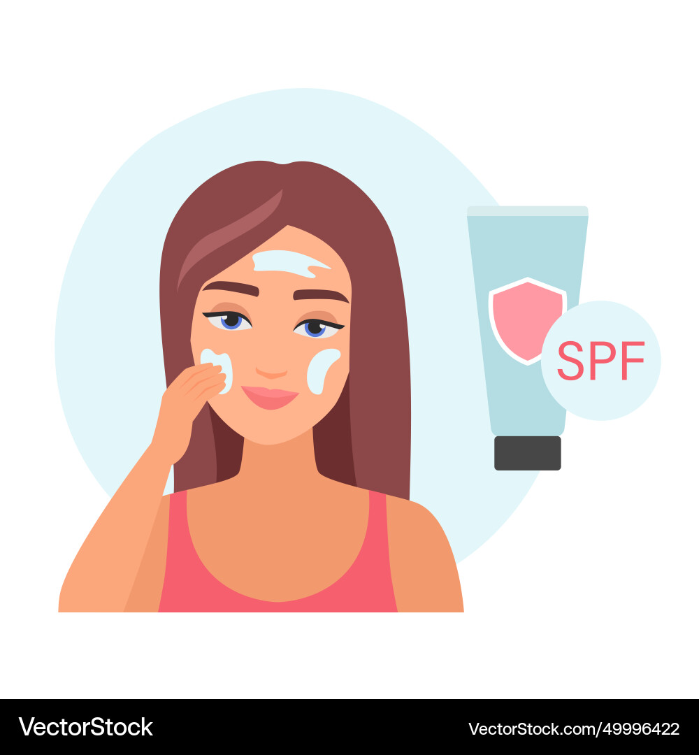 Girl applying spf cream Royalty Free Vector Image