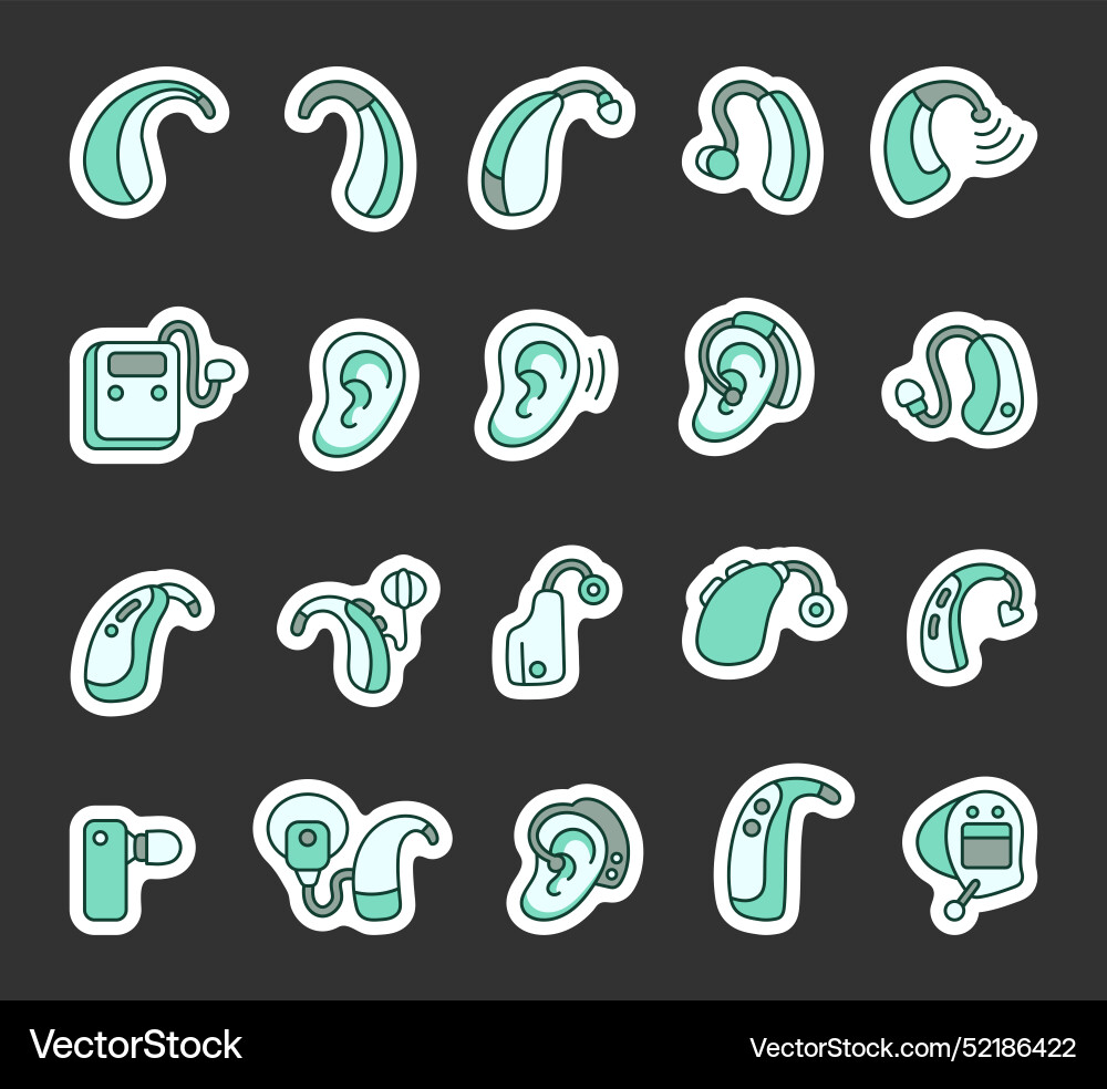 Hearing aid for the deaf sticker bookmark Vector Image