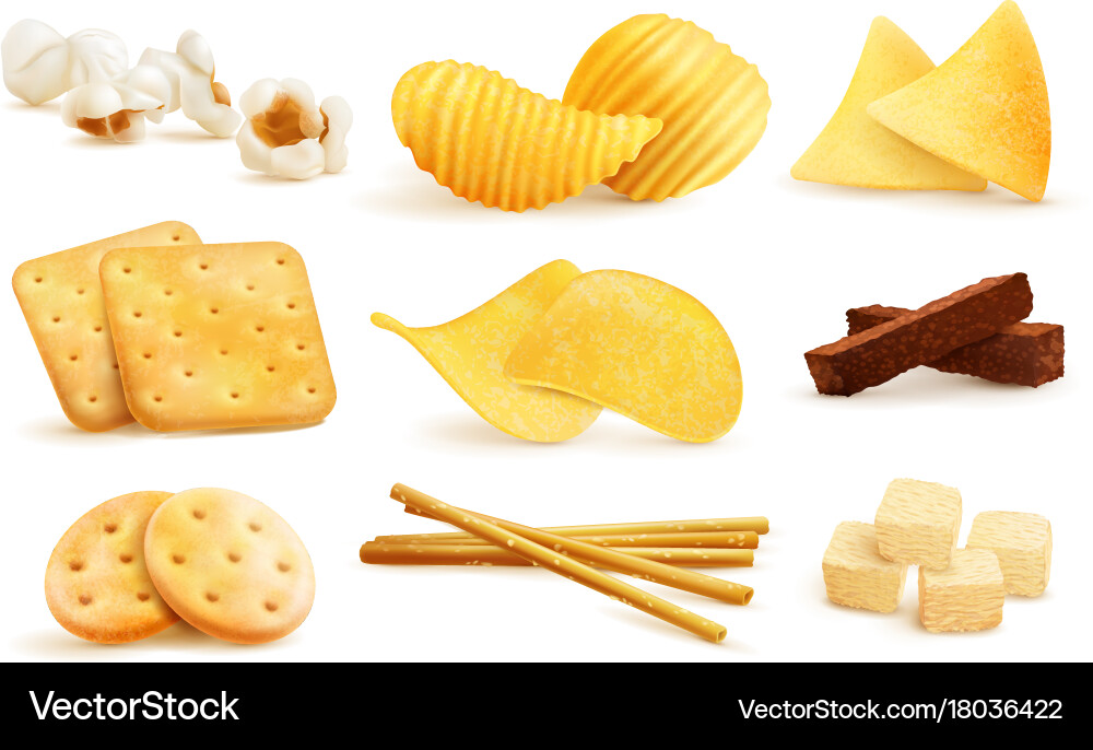 Salty snack pieces set Royalty Free Vector Image