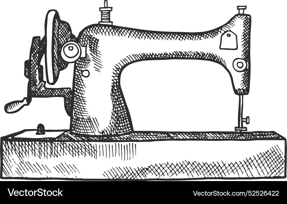 Sewing machine hand drawn sketch seamstress Vector Image
